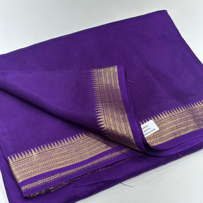 Semi Mysore Silk Saree | Temple Border | Raj Silk Villa