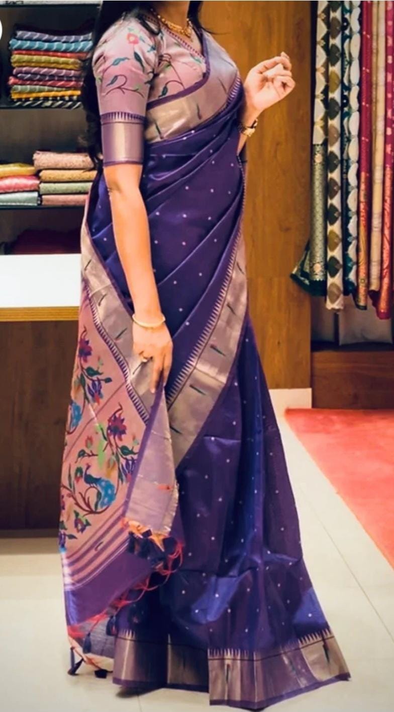Designer Paithani Saree | Muniya Butta Border | Raj Silk Villa