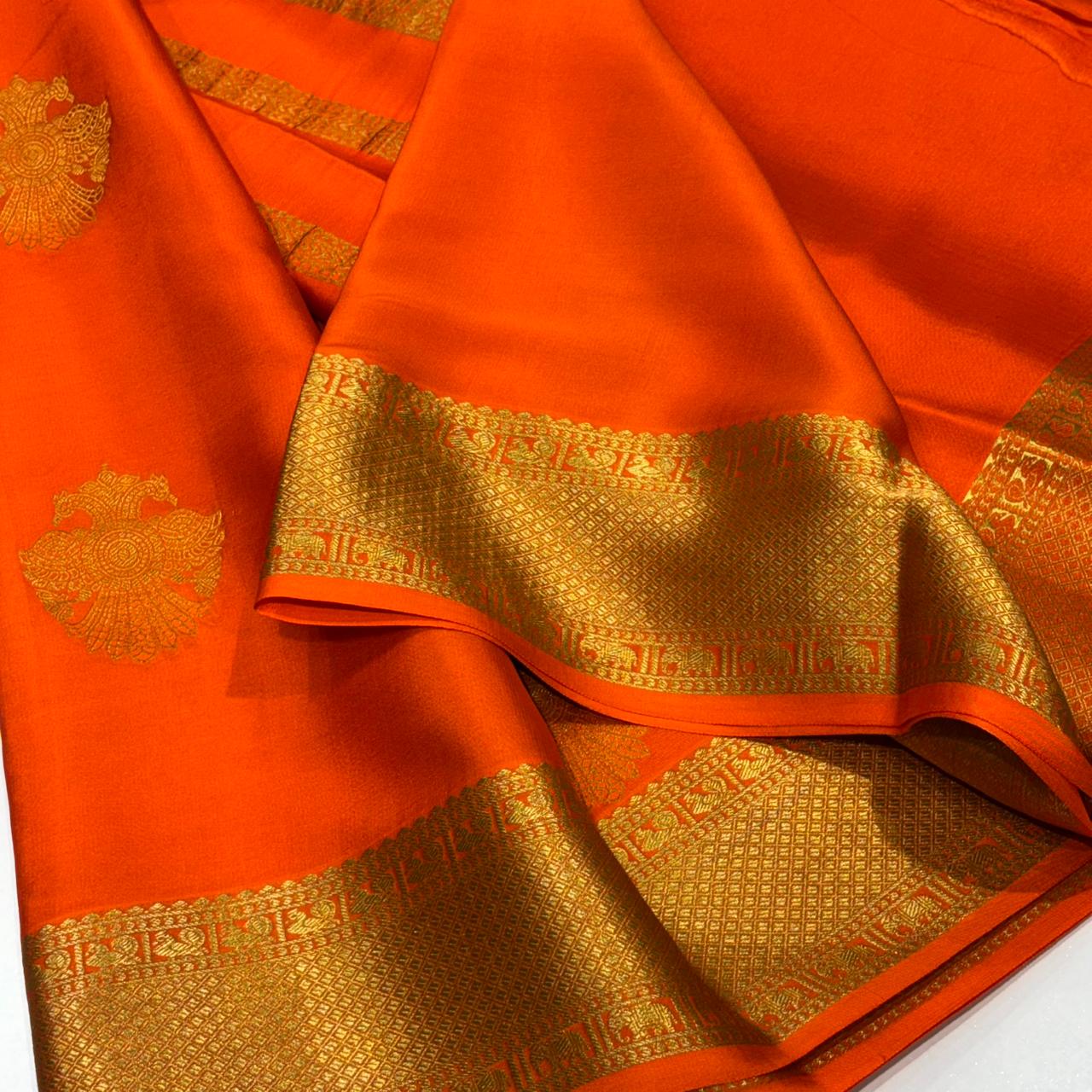 Pure Mysore Silk Saree |Gandaberunda Royal Motiff|Raj Silk Villa