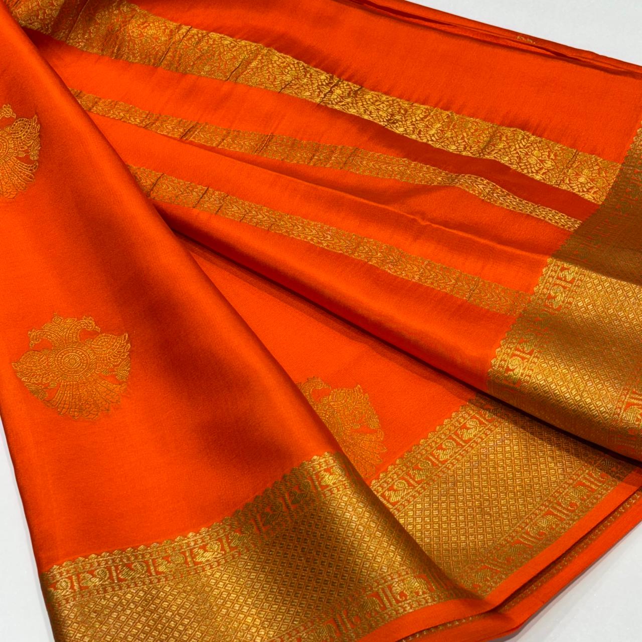 Pure Mysore Silk Saree |Gandaberunda Royal Motiff|Raj Silk Villa