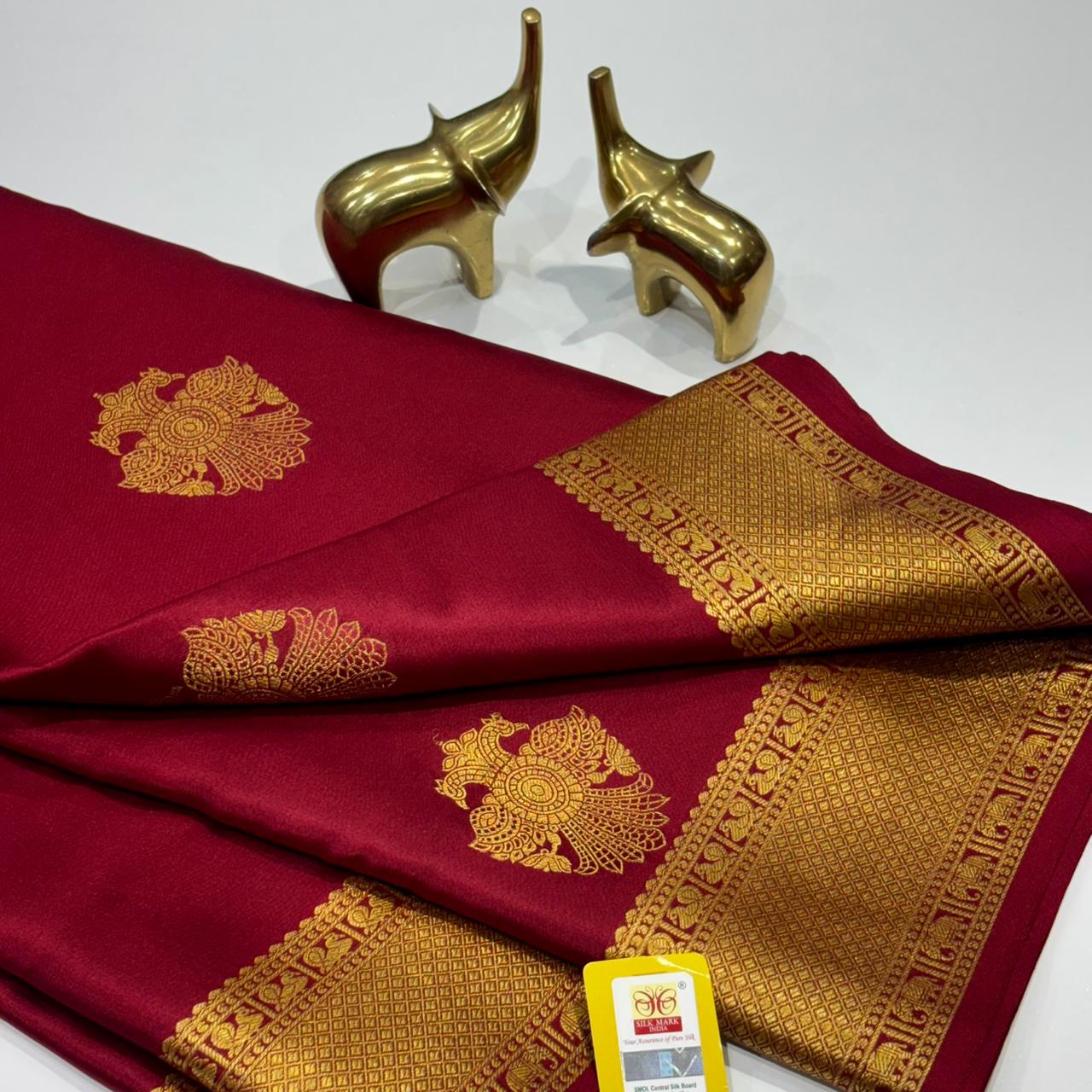 Pure Mysore Silk Saree |Gandaberunda Royal Motiff|Raj Silk Villa