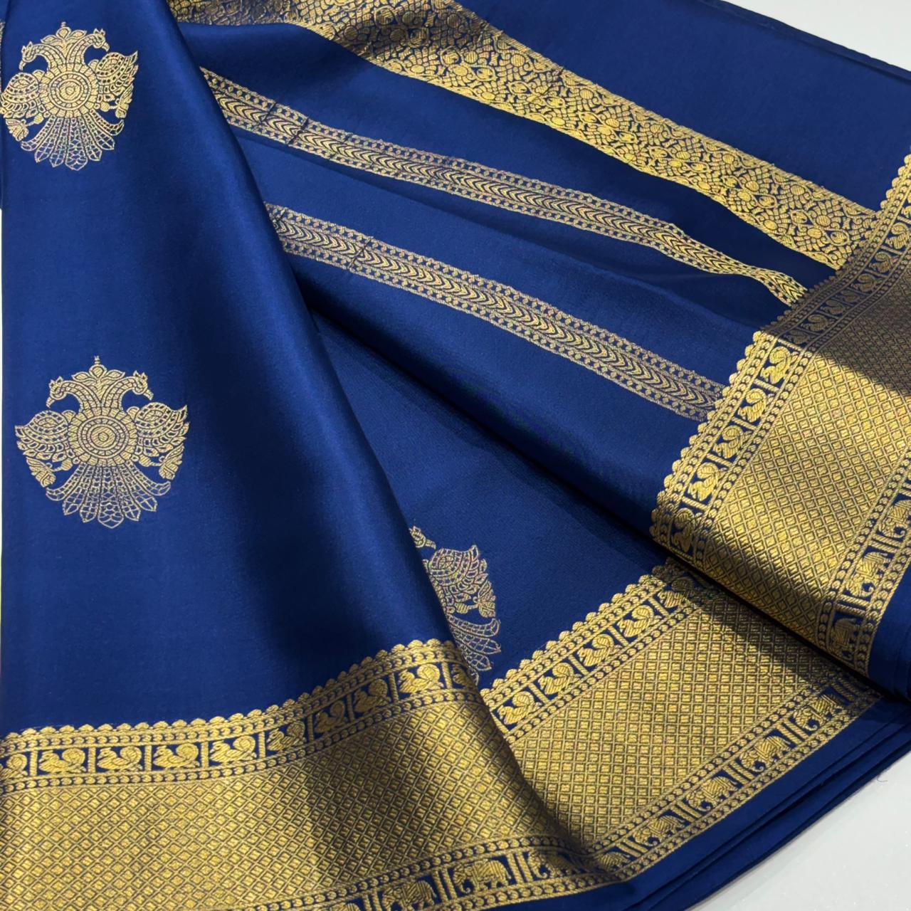 Pure Mysore Silk Saree |Gandaberunda Royal Motiff|Raj Silk Villa