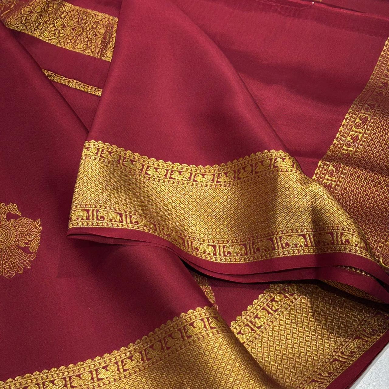 Pure Mysore Silk Saree |Gandaberunda Royal Motiff|Raj Silk Villa