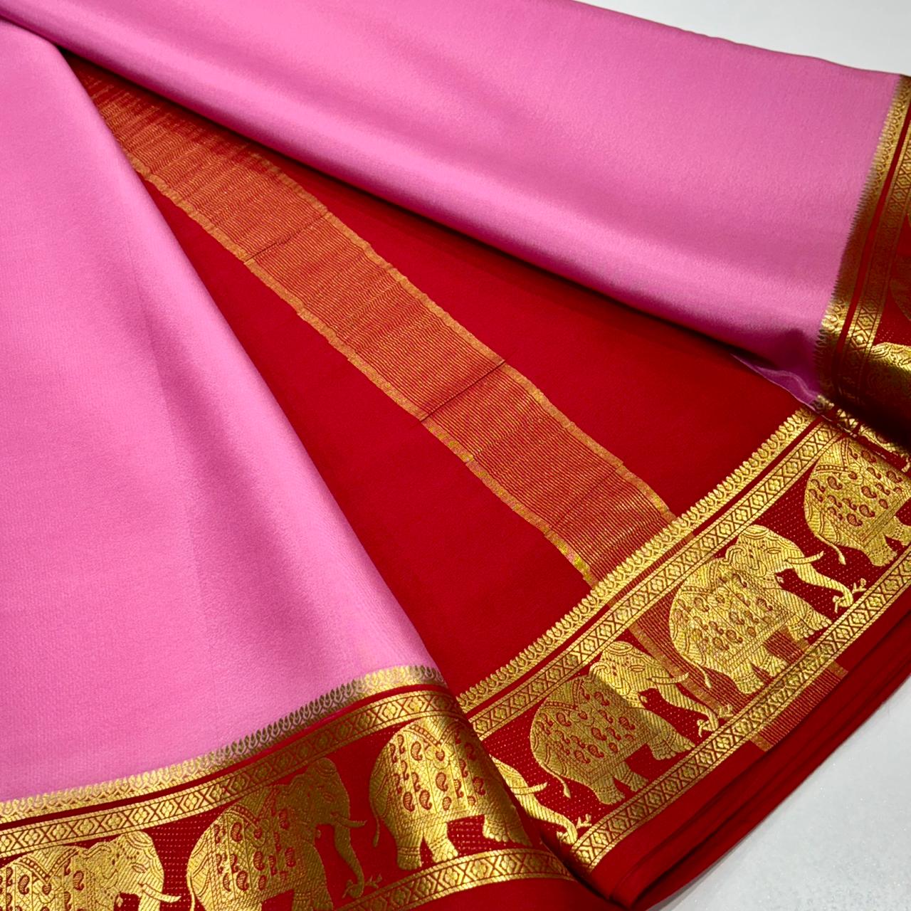 Pure Mysore Silk Saree |Single line Elephant Border |Raj Silk Villa