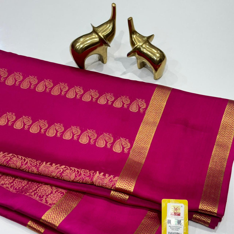 Pure Mysore Silk Saree | 100 Grams | Patli Pallu | Raj Silk Villa