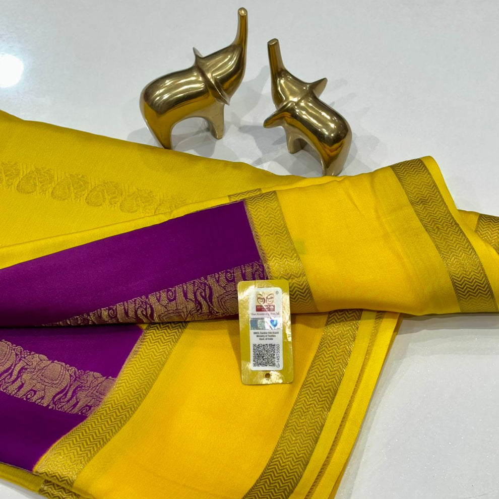 Pure Mysore Silk Saree | 100 Grams | Patli Pallu | Raj Silk Villa