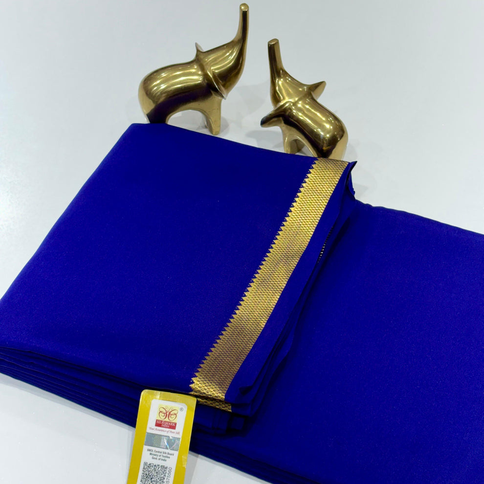 Pure Mysore Silk Saree | 100 grams | Gatti Border | Raj Silk Villa