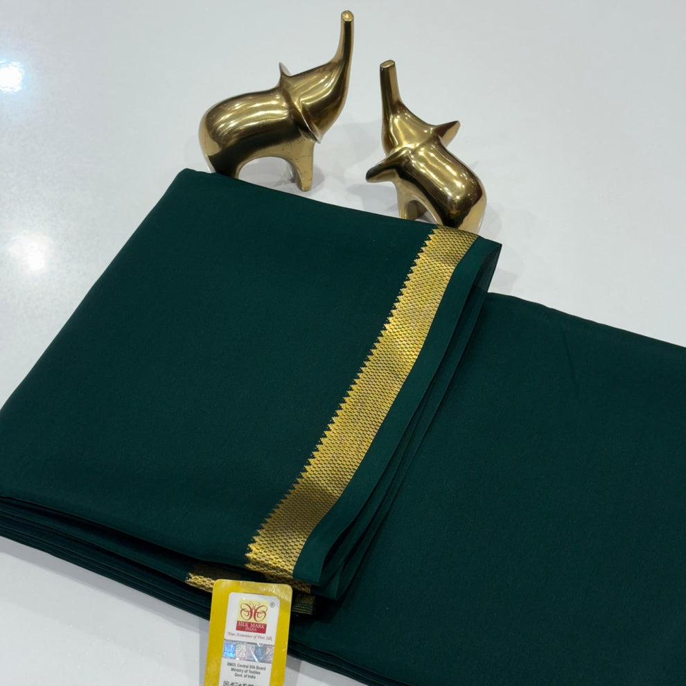 Pure Mysore Silk Saree | 100 grams | Gatti Border | Raj Silk Villa