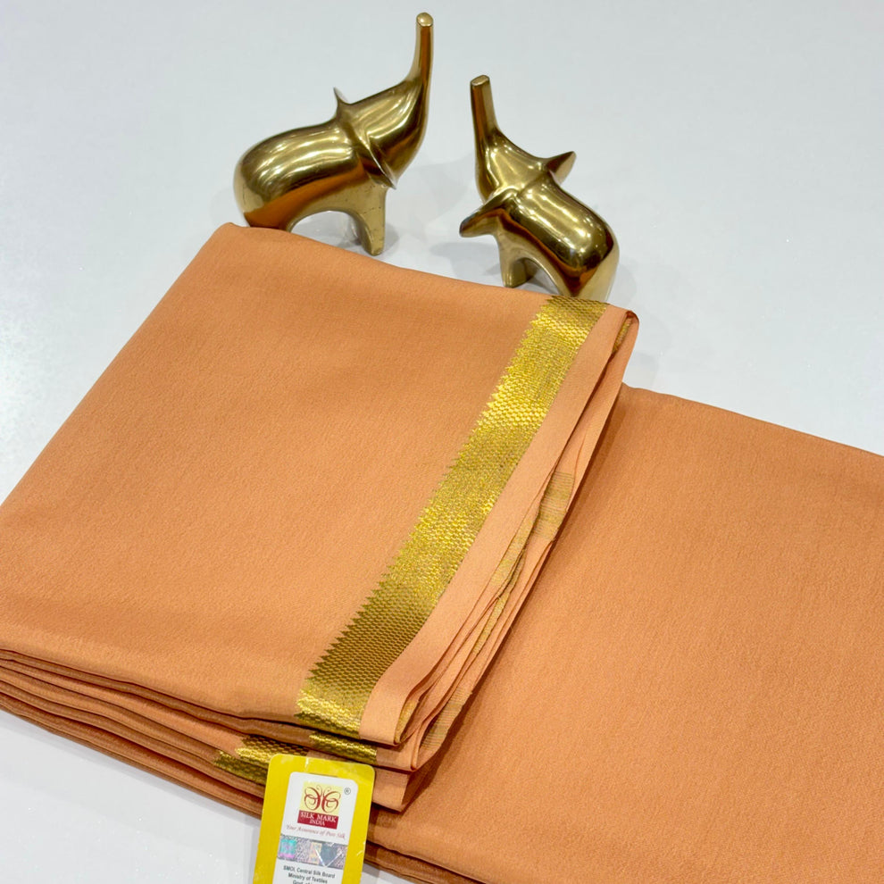 Pure Mysore Silk Saree | 100 grams | Gatti Border | Raj Silk Villa