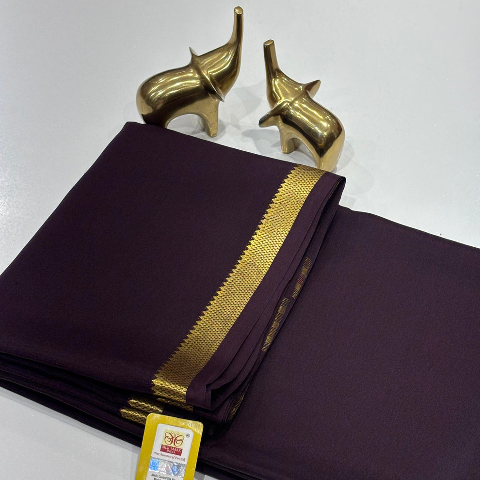 Pure Mysore Silk Saree | 100 grams | Gatti Border | Raj Silk Villa