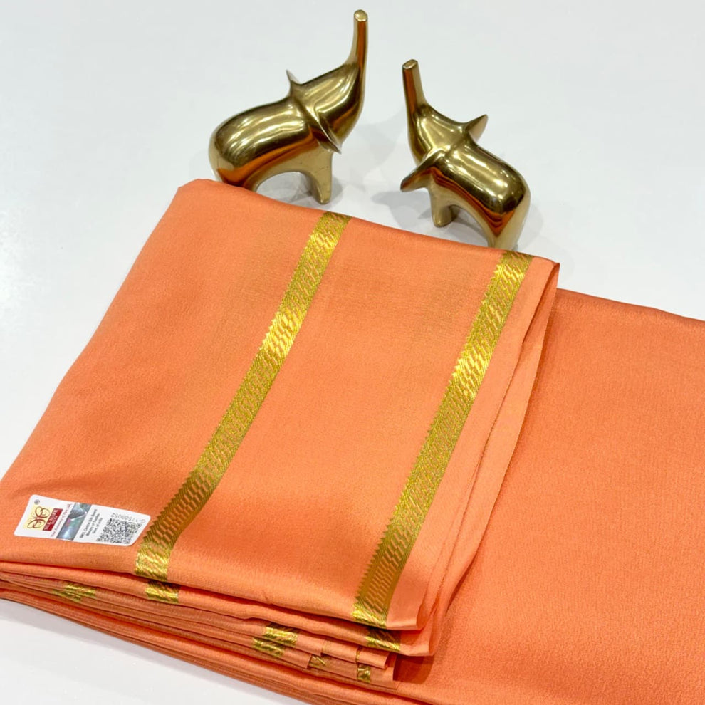 Pure Mysore Silk Saree | Double Line Bentex Border | Raj Silk Villa