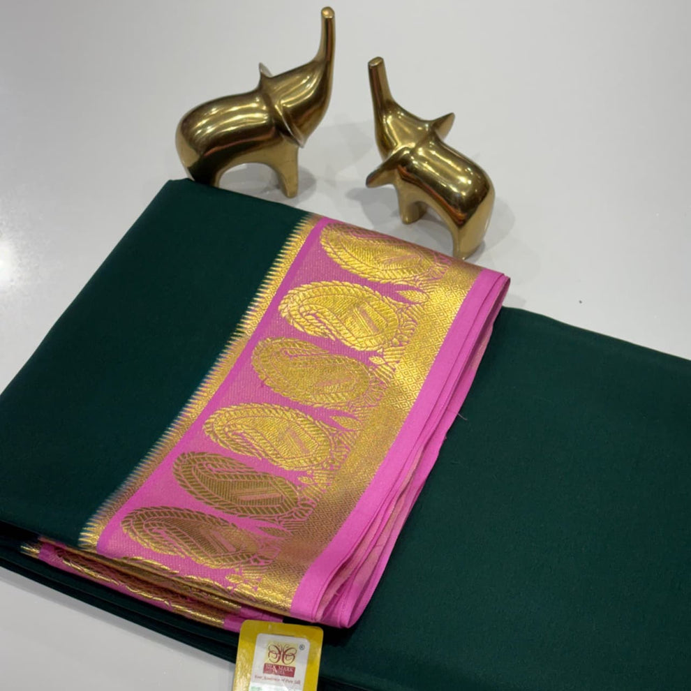 Pure Mysore Silk Saree | Gatti Mango Border | Raj Silk Villa